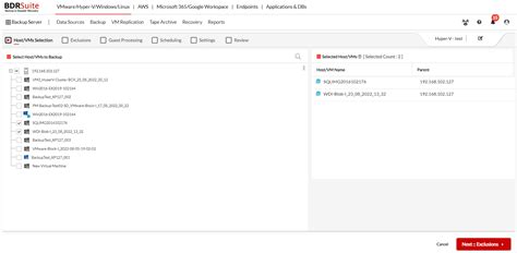 step 2 select host vms to backup