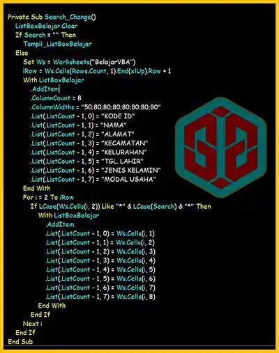 cara membuat form pencarian data pada listbox vba excel blog sobat sd