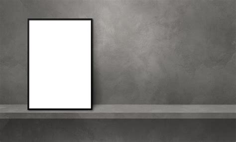 회색 선반에 기대어 검은 색 그림 프레임 3d 일러스트레이션 수평 배너 0명에 대한 스톡 사진 및 기타 이미지 0명 공란 기대기 Istock