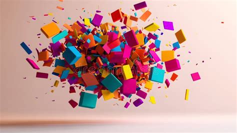 Vibrant Colorful Exploding Cube Abstract Art Royalty Free Image Stock