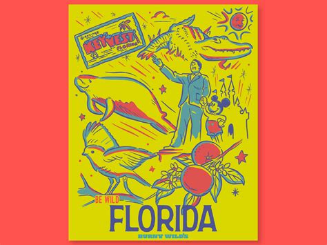 Florida State Poster Digital Download Burny Wilds
