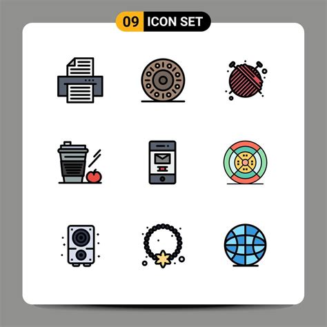 Pack Dicônes Vectorielles Stock De 9 Signes Et Symboles De Ligne Pour Message Supprimé Mode