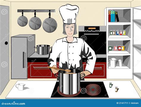 Chef In Kitchen Clipart