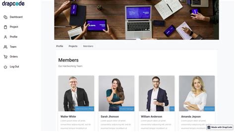 Dashboard Template Visual Development Platform DrapCode