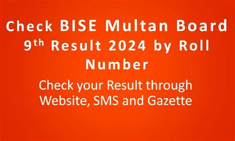 Check Bise Multan Board 9th Class Result 2024 By Roll Number