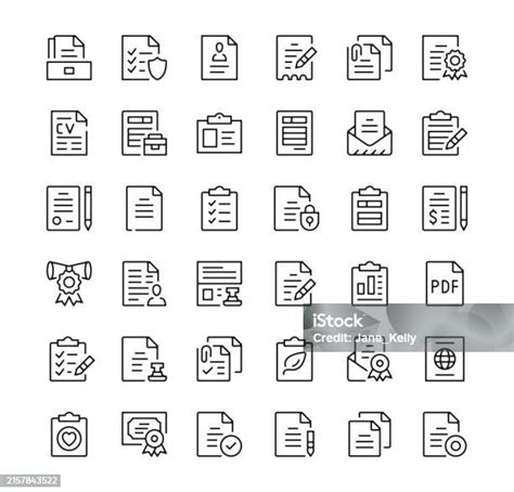 문서 아이콘 세트 벡터 라인 아이콘입니다 검은색 윤곽선 획 기호 운전면허증에 대한 스톡 벡터 아트 및 기타 이미지 운전면허증 비즈니스 아이콘 Istock