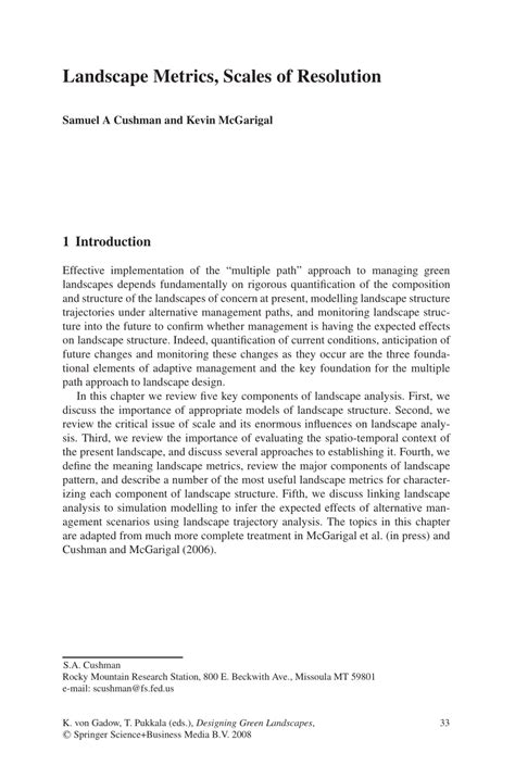 PDF Landscape Metrics Scales Of Resolution
