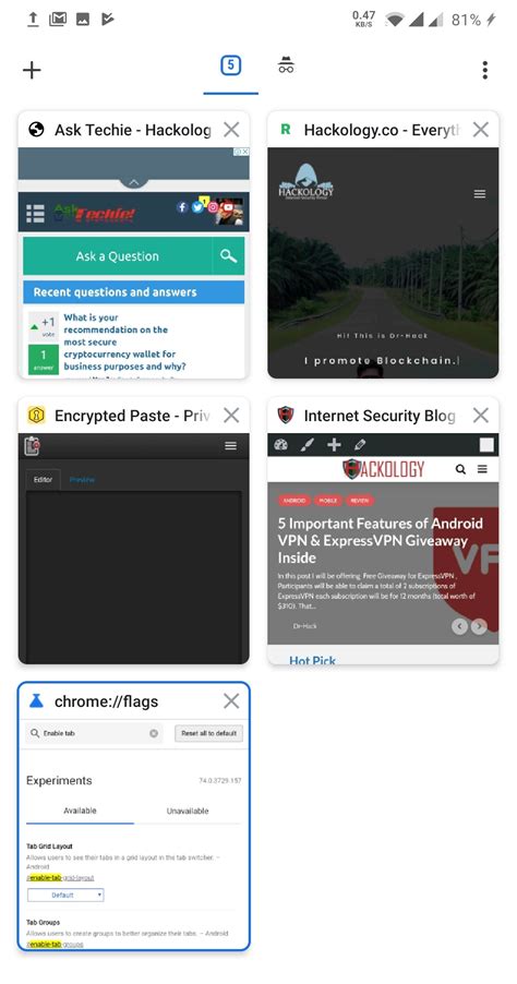 chrome android adopts grid layout of firefox