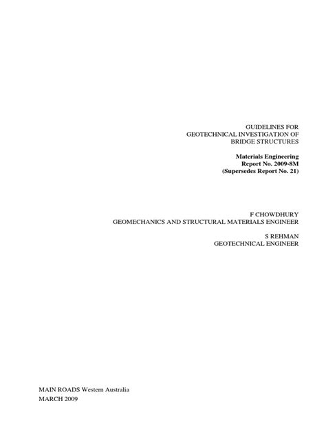 Guidelines For Geotechnical Investigation Of Bridge Structures Pdf