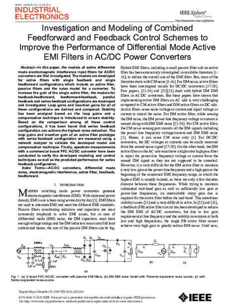 Pdf Investigation And Modeling Of Combined Feedforward And Feedback Control Schemes To Improve