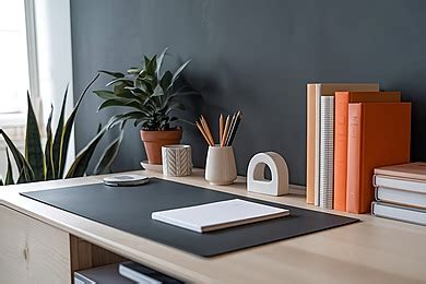 Minimalist Desk Setup With Neutral Tones And Clean Design Background
