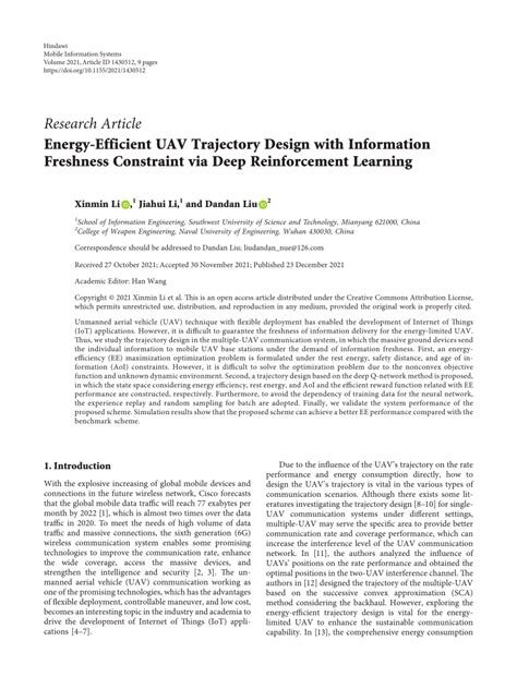 Pdf Energy Efficient Uav Trajectory Design With Information Freshness Constraint Via Deep