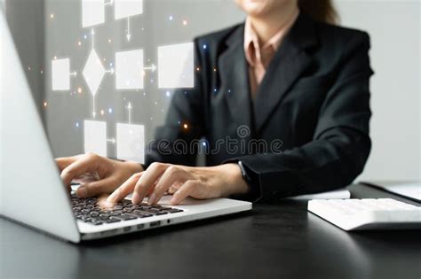 businessman using a computer analysis for process and workflow