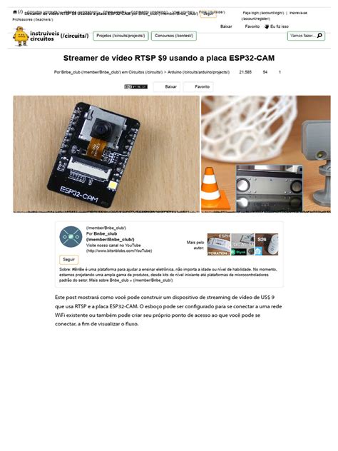Streamer De Vídeo Rtsp 9 Usando A Placa Esp32 Cam 3 Passos