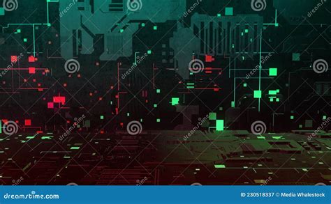 Flying Inside Cyberspace With Beautiful Abstract Digital Particles Motion Stock Illustration