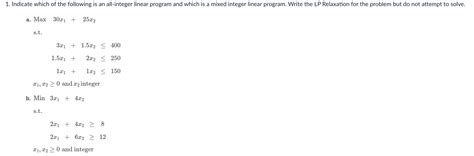 Solved Indicate Which Of The Following Is An All Integer
