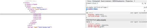 html how to select first td inside table which is inside a particular