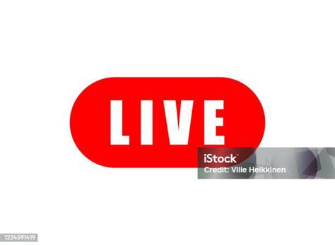 라이브 스트리밍 플랫 벡터 그림 아이콘 기호입니다 뉴스 라디오 Tv 또는 온라인 방송을위한 빨간색 버튼 흰색 배경에 격리 0명에