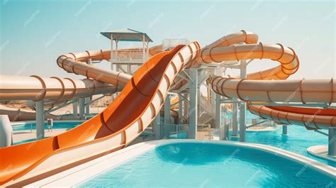 워터파크의 워터슬라이드 프리미엄 사진