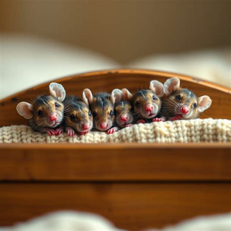 Mice Slumber Peacefully On A Giant Wooden Bed Ai Art