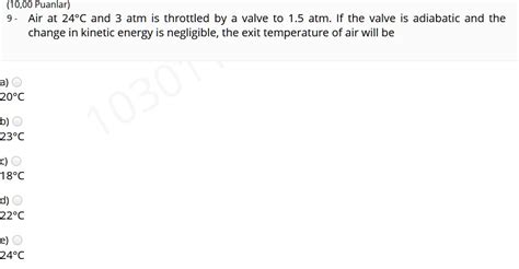 Solved Text 1000 Points 9 Air At 24Â°c And 3 Atm Is Throttled By