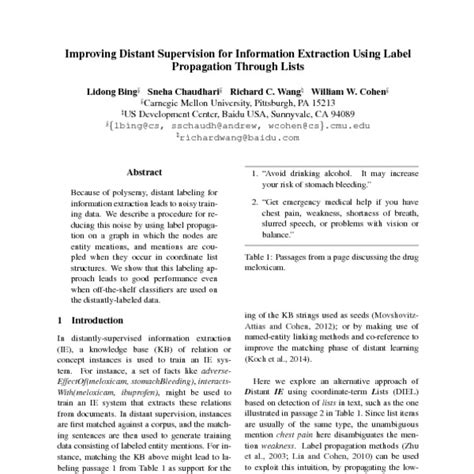 Improving Distant Supervision For Information Extraction Using Label