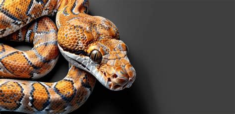 Orange And Black Patterned Python Coiled On A Dark Background Detailed Orange And Black Patterned Python Coiled On A Dark Background Detailed