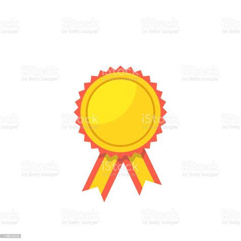 메달 아이콘입니다 스포츠 와 챔피언 요소 빨간 리본으로 1 위 메달 플랫 만화 스타일입니다 벡터 그림입니다 1에 대한 스톡 벡터