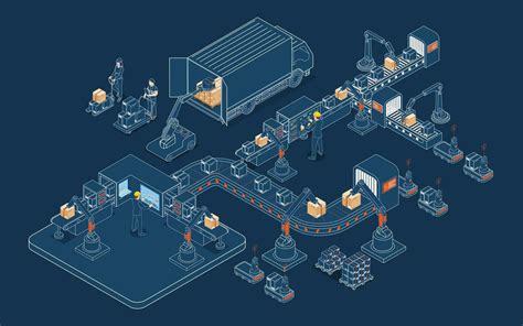 Automated Warehouse Robots And Smart Warehouse Technology Concept With