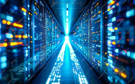 Server And Database Technology In Business Networking Computing Room With Security And