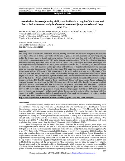 Pdf Associations Between Jumping Ability And Isokinetic Strength Of