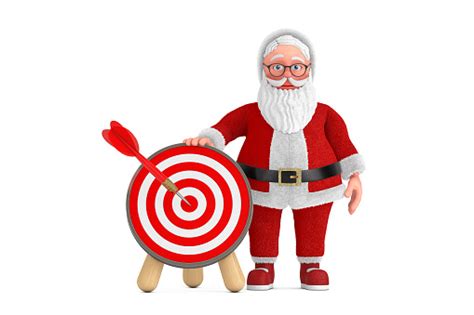 만화 쾌활한 산타클로스 할아버지 양궁 표적과 다트 센터 3d 렌더링 개념에 대한 스톡 사진 및 기타 이미지 개념 겨냥