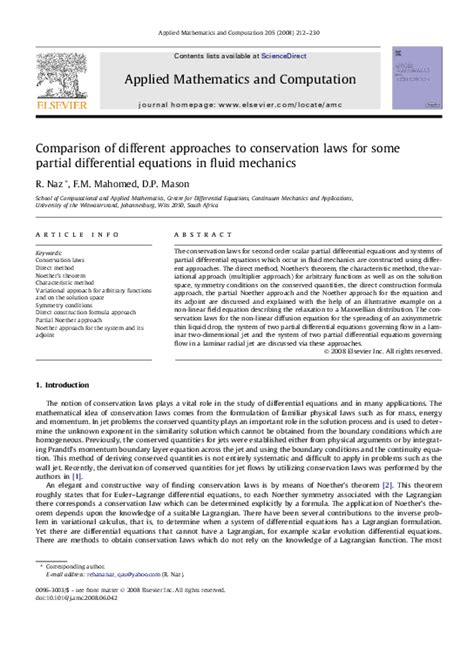 Pdf Comparison Of Different Approaches To Conservation Laws For Some Partial Differential