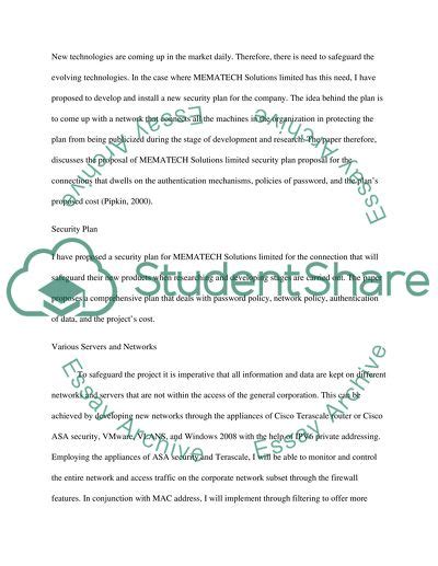 Information Security Implementation Plan Essay Example Topics And