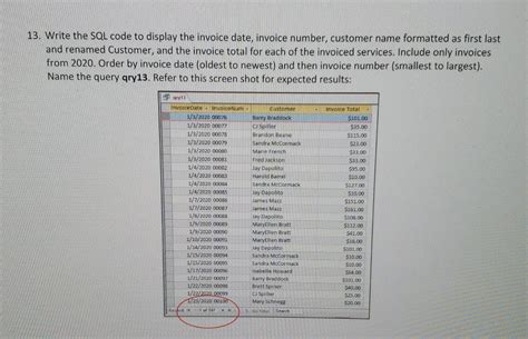 Solved 13 Write The Sql Code To Display The Invoice Date