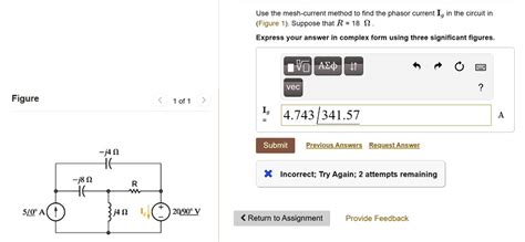 solved use the mesh current method to find the phasor current ig in