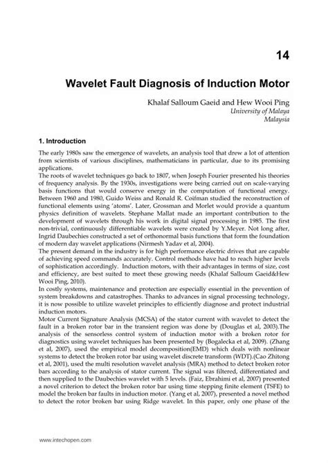 Pdf Wavelet Fault Diagnosis Of Induction Motor · Wavelet Fault