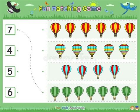 Fun Matching Game Counting The Objects Part Six Stock Vector