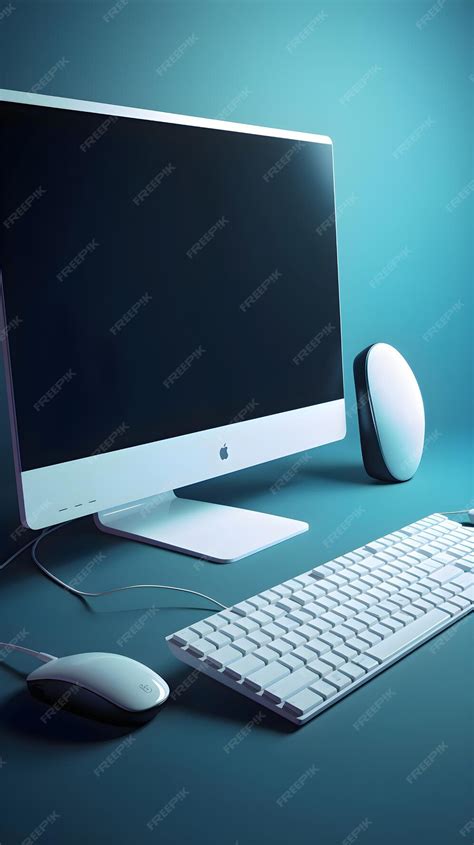 Premium Photo Computer Monitor With Keyboard And Mouse On Blue
