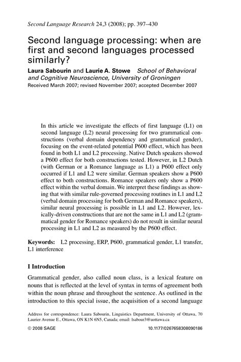 pdf second language processing when are first and second languages