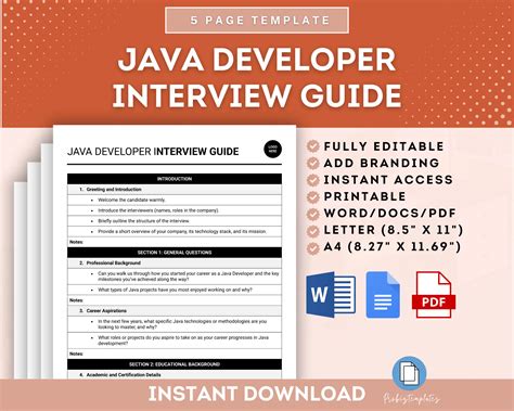 java developer interview guide template probiztemplates