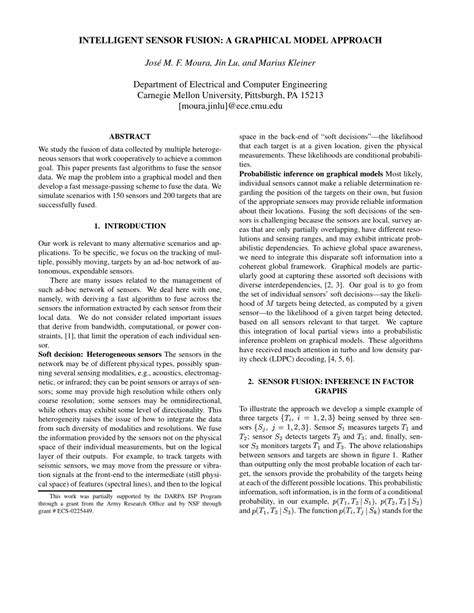 Pdf Intelligent Sensor Fusion A Graphical Model Approach