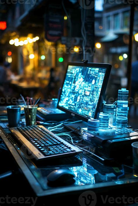 Computer Database Light Blue Lighting Shallow Ai Generative 29706565