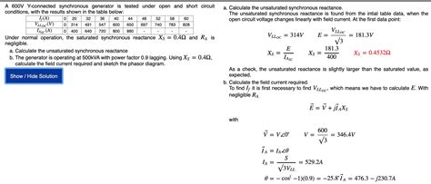 Synchronous Generator Occscc Problem Have Question About The Solution