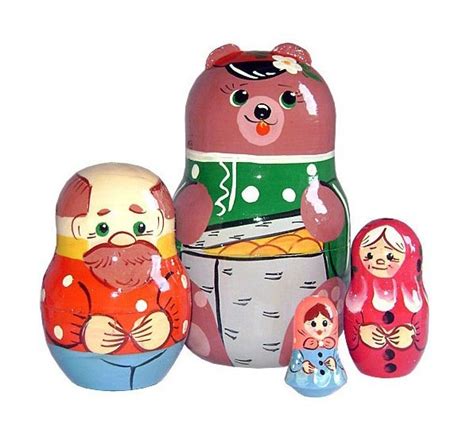 Матрешка деревянная Нескучные игры Маша и Медведь, 4 шт (Р-45/745 ...