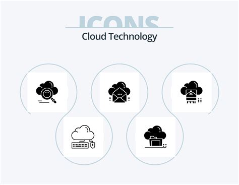 Cloud Technology Glyph Icon Pack 5 Icon Design Email Cloud Data
