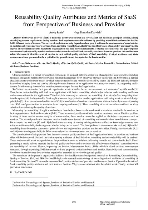 pdf reusability quality attributes and metrics of saas from