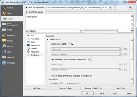 Labeling Choosing Only One Contour Line To Label In Qgis Geographic Information Systems