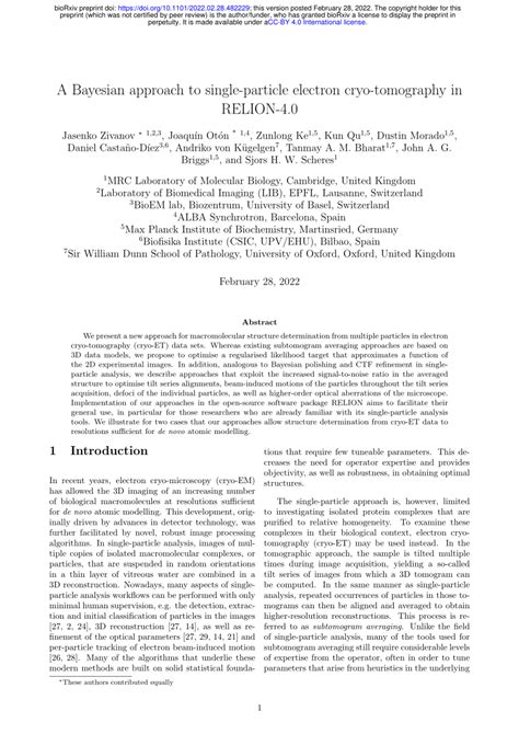 Pdf A Bayesian Approach To Single Particle Electron Cryo Tomography