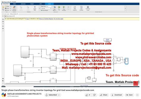 Single Phase Transformerless String Inverter Topology For Grid Tied MATLAB SIMULINK ELECTRICAL